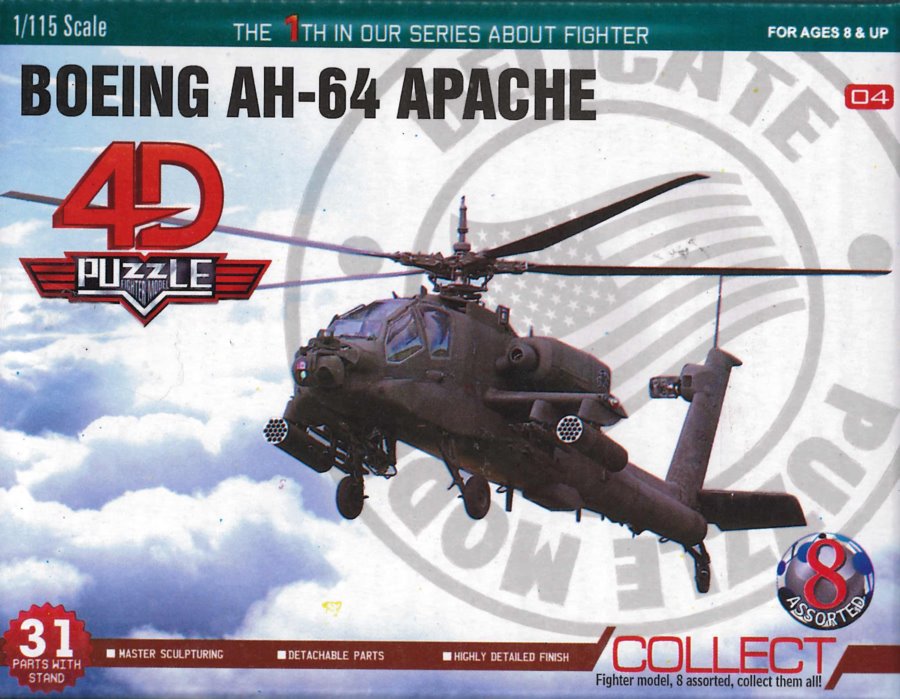 3D puzzle Vojenský vrtulník Boeing AH-64 Apache | Puzzle-puzzle.sk